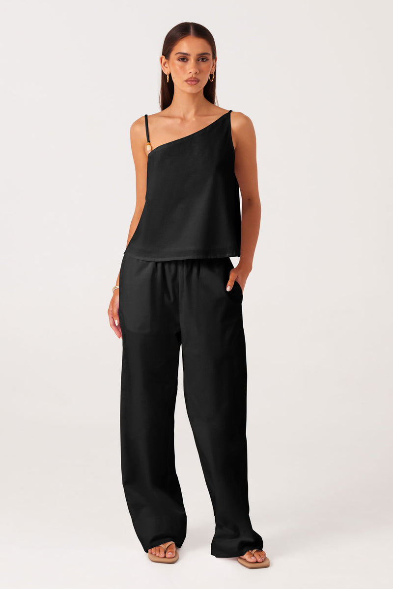 Ismene One Shoulder Top Black – Beach City